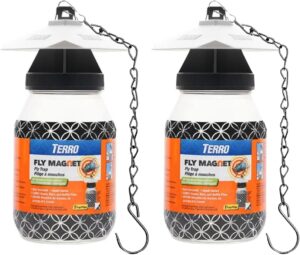 plexon terro fly magnet, reusable fly trap - includes one fly bait packet and heavy duty 9.5 plexon hanging chain (2 traps)