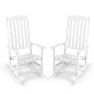 mguio outdoor rocking chairs set of 2, porch rocker with high back, patio rockers set of 2, hdpe weather resistant rocking chairs for patio, garden, backyard, 380lb