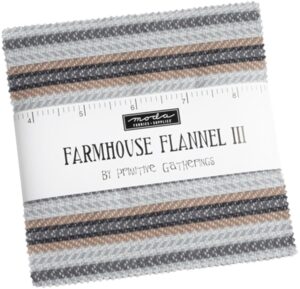 moda fabrics farmhouse flannels iii charm pack by primitive gatherings 49270ppf, 5 inches