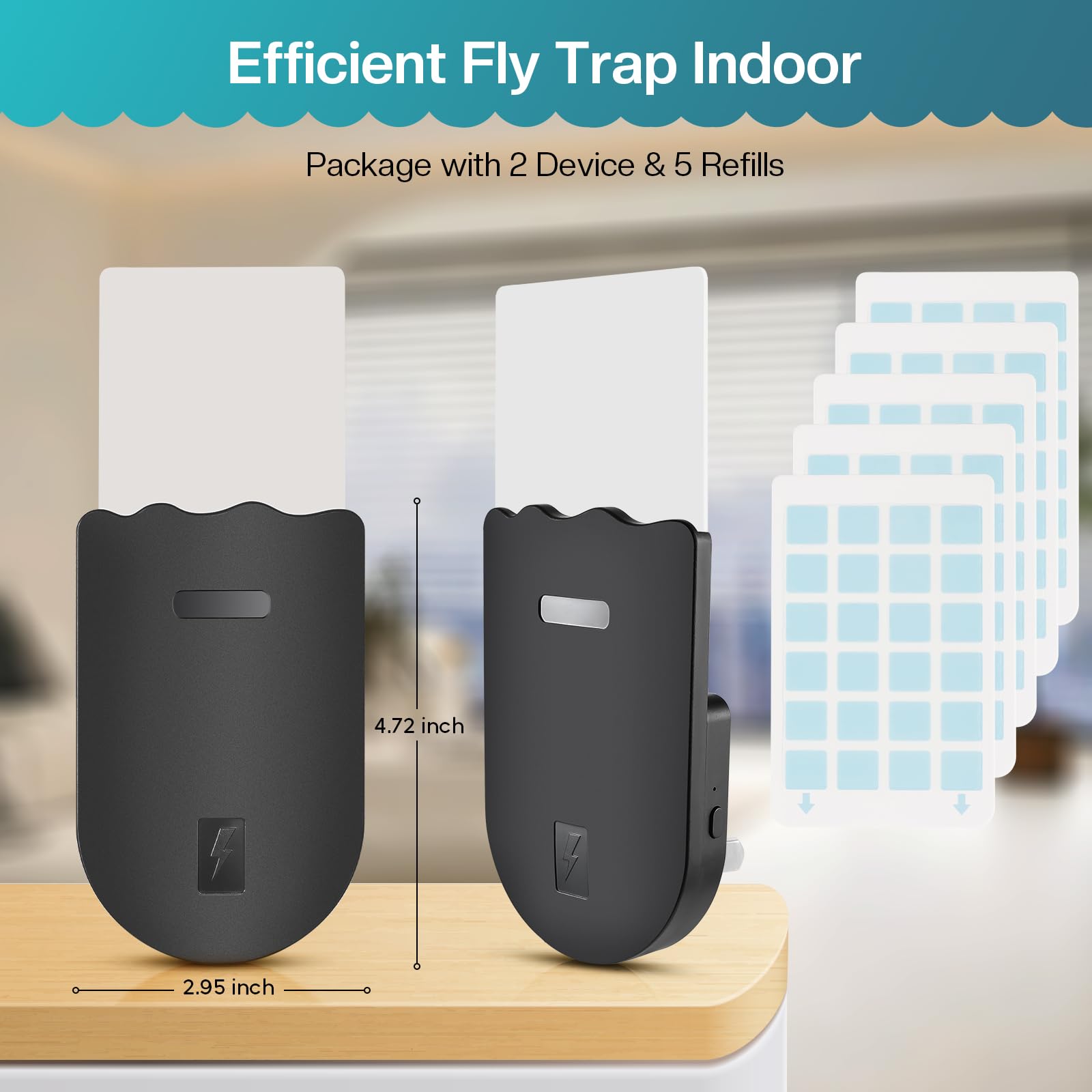 Fly Traps Indoor, Fruit Gnat Fly Traps for House, Two Light Modes, No Odor, Gnat Catcher Control for Indoor Plants, 1 Plug in Device + 5 Fly Traps Refills