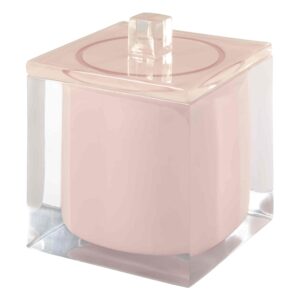 izod - covered jar, resin countertop accessories, dorm room essentials, perfect for bathroom or vanity (marina collection, pink)