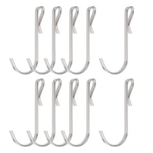 uxcell 10pcs stainless steel j shaped hooks, clip-on hook wire rack hook for kitchen, bedroom, office, wire shelf silver 2.4inch