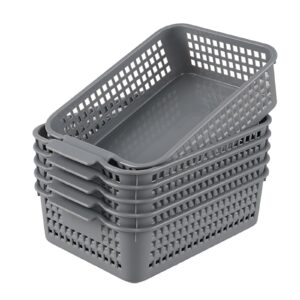 melontray set of 6 plastic storage baskets tray, gray plastic mesh basket for shelves