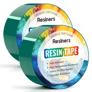 resiners resin tape for epoxy resin molding - 2in w x 240ft l - thermal adhesive tape, high temperature resistance, easy peel-off, release resin tape for river tables, remove residue, green