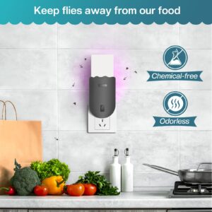 Fly Traps Indoor, Fruit Gnat Fly Traps for House, Two Light Modes, No Odor, Gnat Catcher Control for Indoor Plants, 1 Plug in Device + 5 Fly Traps Refills