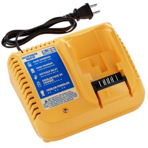 lileipower replacement battery charger for dewalt 20v max battery charger dcb101 dcb105 dcb115 dcb107, compatible with dewalt 12v/20v max lithium ion battery (yellow, 【1-port】 charger)