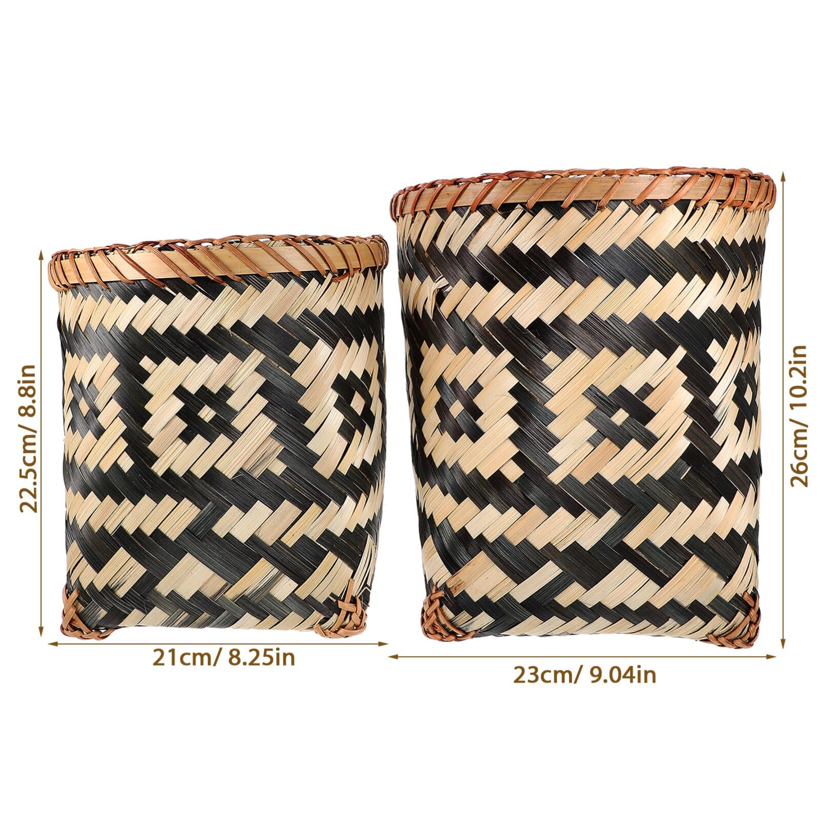 Luxshiny Bamboo Waste Basket Woven Trash Can Small Round Natural Wastebasket Garbage Bin Recycling Bin Laundry Hamper Plant Pot Holder for Farmhouse Home Kitchen Bathroom