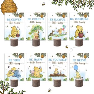 16pcs classic winnie baby shower centerpieces and wooden stands, vintage the pooh baby shower for table decorations, winnie themed party centerpiece for boy baby shower