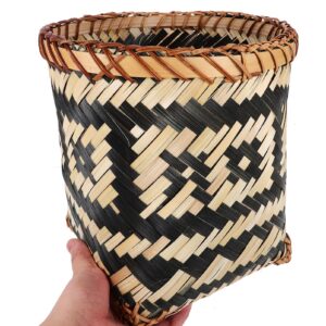 Luxshiny Bamboo Waste Basket Woven Trash Can Small Round Natural Wastebasket Garbage Bin Recycling Bin Laundry Hamper Plant Pot Holder for Farmhouse Home Kitchen Bathroom