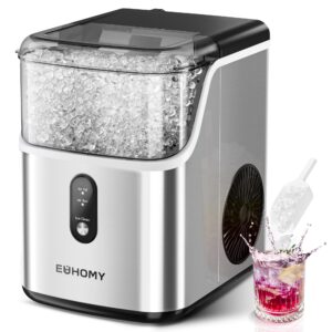 euhomy nugget ice makers countertop, pebble ice maker machine with 35lbs/24h soft ice, self-cleaning sonic ice maker with ice scoop&basket, pellet ice maker for home/kitchen/office(stainless steels)