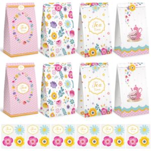 honeygifts 24pcs party favor bags,tea party favor bags with stickers, 5 x 3 x 8.7inches candy bags floral gift bags treat bags goodie bags for kids girls birthday party