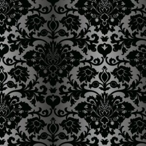 kanvas by benartex flower festival 2 damask black, fabric by the yard