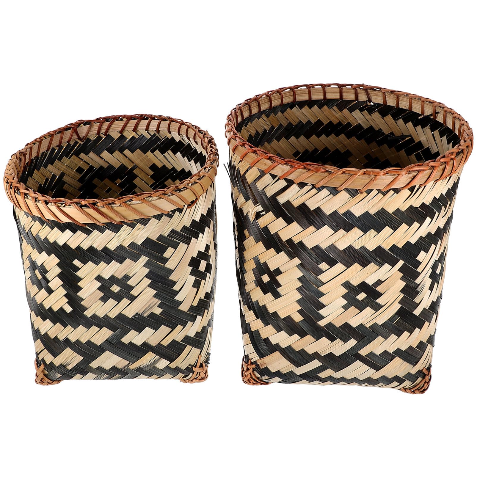 Luxshiny Bamboo Waste Basket Woven Trash Can Small Round Natural Wastebasket Garbage Bin Recycling Bin Laundry Hamper Plant Pot Holder for Farmhouse Home Kitchen Bathroom