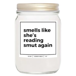 younique designs smut candle 8oz - smut book lovers gifts - smutty book lovers gifts ideas, funny smut reader gifts - smut gifts, smutty book gifts - smut book merch (lavender & vanilla)