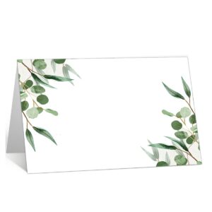 place cards 3.5 x 4 inch tented blank table cards greenery place cards for wedding or party name cards for table setting reserved seating dinner place cards seating place cards for tables,100 pcs