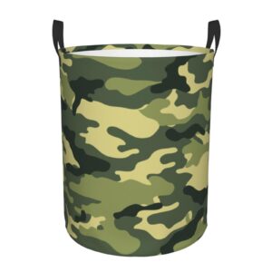 gbuzozie camouflage print round laundry hamper green camo storage basket toys clothes organizer bin for home bathroom bedroom dorm nursery, 38l