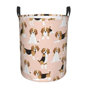 pevtufa beagle dog on brown foldable laundry basket organizer,fabric clothes toy storage basket nursery hamper storage bin for household bedroom, bathroom, college dorm-small