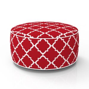 fabritones outdoor inflatable ottoman cover round 21x9 inch red geometric pattern patio foot stools and ottomans cover