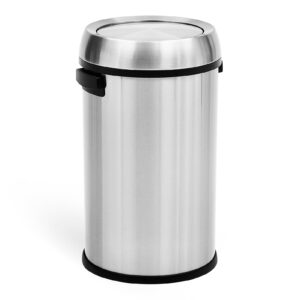 glowsol 17 gallon large capacity kitchen trash can with swing lid, commercial trash can, heavy duty brushed stainless steel garbage can, 65 liter, suitable for kitchen outdoor office