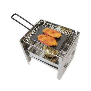 Mini BBQ Pan, Barbecue Tray Iron Portable Compact Easy to Clean BBQ Grill Pan Barbecue Plate Camping Grill Pan for Camping Home Outdoor BBQ Grill Pan Portable with Storage Bag Baking Plate