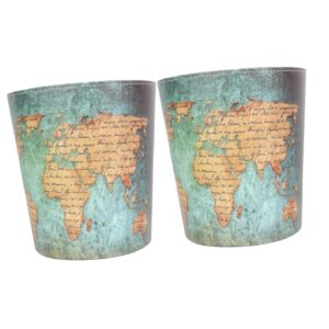 amosfun 2 pcs map trash can vintage waste container garbage can office decor trash can for car leather trash bin toillet paper bin garbage container office trash can indoor u.k.