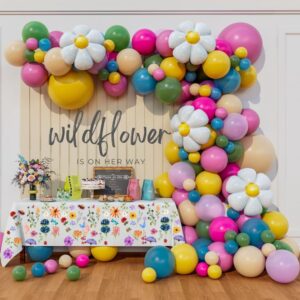 beaumode wildflower floral balloon arch garland kit 164pcs for girls first birthday wild one little wildflower shower baby in bloom summer graden bridal shower party decoration (wildflower)