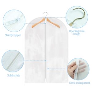 TORONTOKYO 25 Pack 55" Hanging Clear Plastic Garment Bags with Zipper Translucent Long Dress Bags Clothes Cover for Closet Storage and Travel