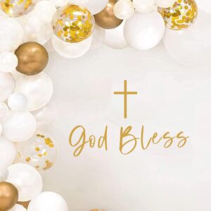 zaibianhao god bless baptism wall decal for balloon arch - god bless party decal, baptism first communion party decorations wall decal (god bless decal)