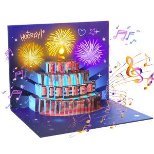 omgpeike birthday cards gifts for women 3d pop up birthday gift card light and music happy funny birthday decorations greeting cards for men, girl, boy, husband, mom, dad, sister, friend, kids(purple)