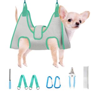 supet dog grooming hammock harness for small dogs, relaxation dog sling for nail trimming with thick fabric back support, helper dog hammock for nail trimming clipping