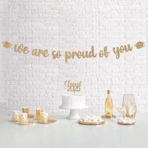 we are so proud of you banner graduation decorations class of 2025 gold glitter congrats grad graduation decor college high school graduation party supplies