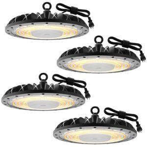 probapro led ufo high bay lights: 100w ufo lamp led high bay shop lighting fixtures - dimmable 3000k/4000k/6000k 10000lm commercial warehouse garage ufo high bay lights 4pack