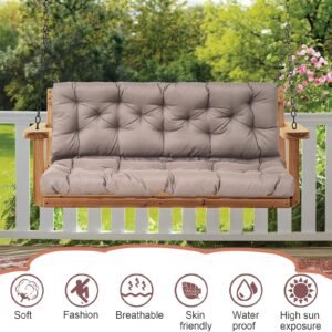 JKCJM Swing Replacement Cushions 5" Thick Waterproof Porch Swing Cushions 2-3 Seater Outdoor Swing Cushions for Outdoor Furniture,Khaki-60x40in(150x100cm)