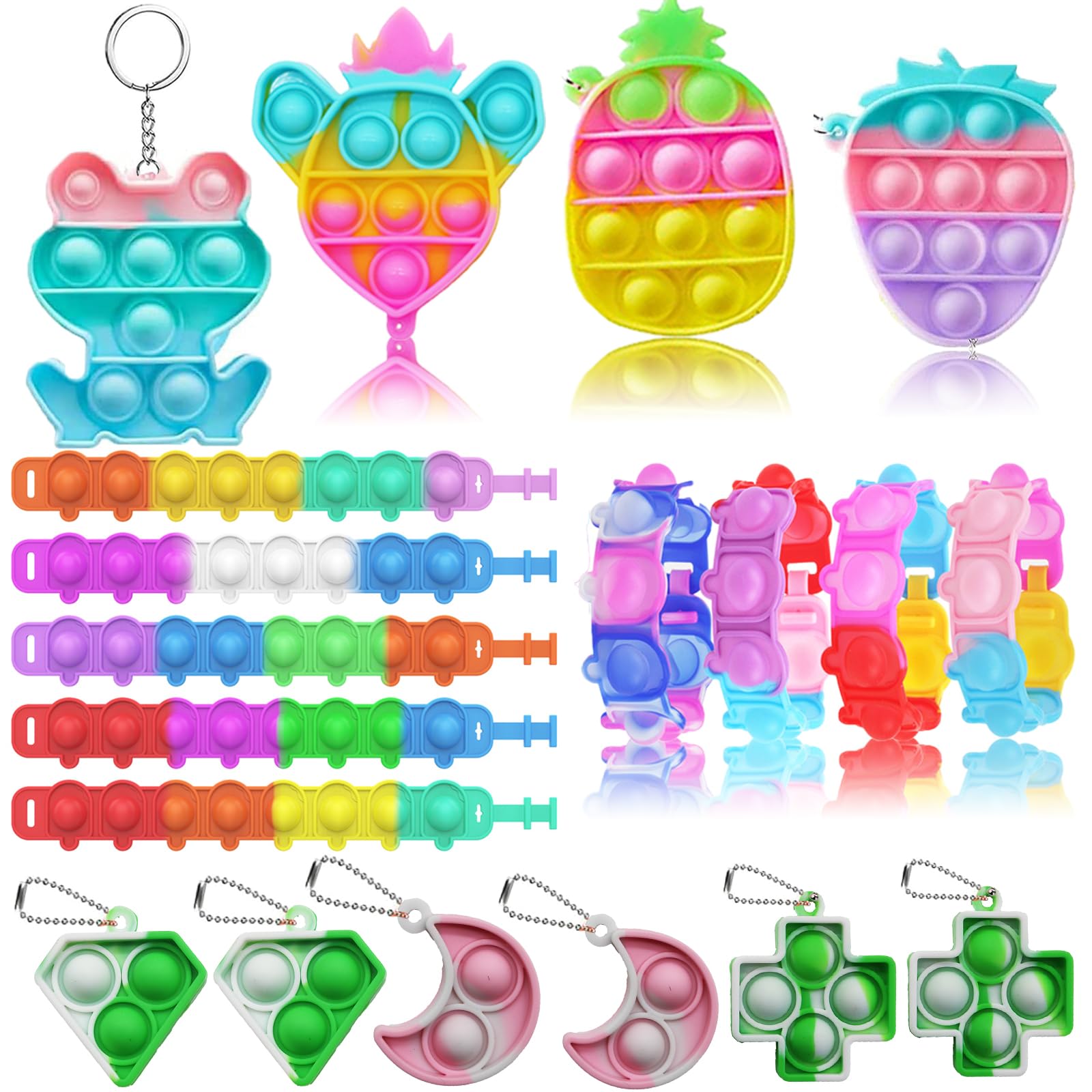 124 Pcs Pop Party Favors for Kids, Fidget Treasure Box Toys, Classroom Prizes, Pinata Filler Goodie Bag Stuffers,Treasure Chest, Carnival Prize Box Bulk Toys for Boys Girls