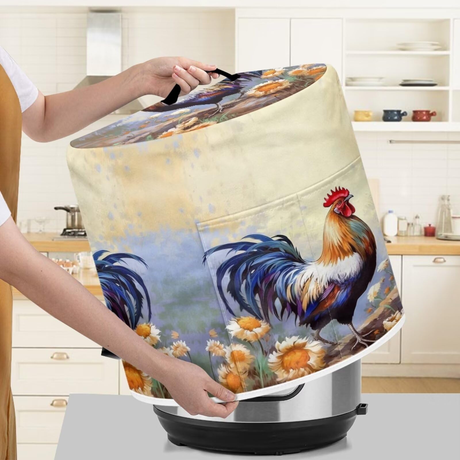 ZUXONGSY Rooster Air Fryer Cover Dust Cover Daisy Air Fryer Cover Red Rice Cooker Storage Bag Dustproof Kitchen Home Decor Rice cooker cover