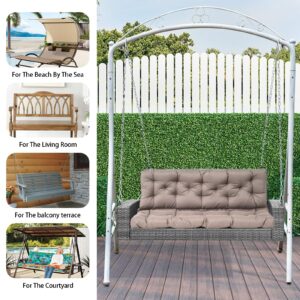 JKCJM Swing Replacement Cushions 5" Thick Waterproof Porch Swing Cushions 2-3 Seater Outdoor Swing Cushions for Outdoor Furniture,Khaki-60x40in(150x100cm)