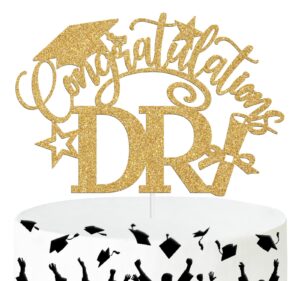 congratulations dr cake topper, congrats grad/doctoral degree cake decor, class of 2024 graduation party decorations supplies, gold glitter