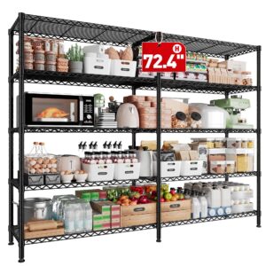 reibii 1500lbs storage shelves 61.2''w wire shelving unit 5 tier metal shelving for storage rack shelves for storage heavy duty garage shelf pantry shelves kitchen shelving, 61.2''w*72.4''h*15.7" d