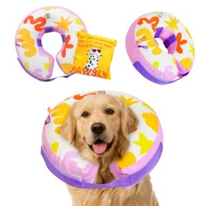 protective inflatable dog cone collar | dog soft cone for dogs to stop licking and recovery | dog donut collar after surgery to keep dog from licking wound | soft dog cone alternative for large dog