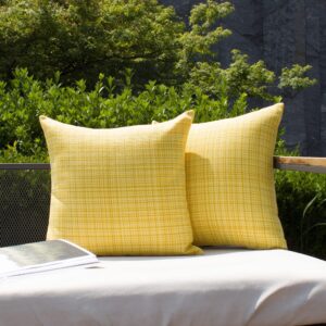 wuwusu 18x18 inches outdoor pillow inserts set of 2, waterproof decorative throw pillows insert, square pillow form for patio, furniture, bed, living room, garden yellow