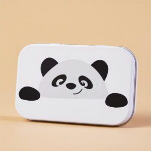 ovelch metal rectangular hinged tin containers empty metal tins box small empty tins portable box containers for storage candies jewelry cards crafts 3.74x2.36x0.79 inches (panda)