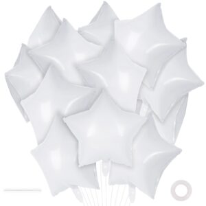 20 pcs star balloons,18 inch white star foil balloons,star shaped balloons mylar balloons helium balloons for birthday party anniversary wedding baby shower decorations (white)