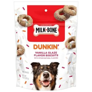 milk-bone limited edition dunkin' vanilla glaze flavor biscuit dog treats, 8 ounce