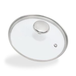 tsnamay 7 inch clear glass pot lid for frying pan replacement cover can withstand 428°f (220℃) with stainless steel knobs,round knobs polished silver