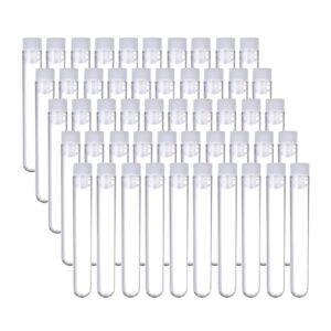 encyclopediaconsumables 100 transparent test tubes with caps, plastic tubes, plastic bottles for scientific experiments, party supplies, birthdays, spices, liquids