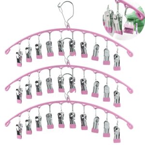 legging organizer for closet,upgrade skirt pants hangers with clips, metal yoga pants hangers 3 pack w/10 clips,hangers space saving closet organizers w/rubber coated closet organizers(pink3)…