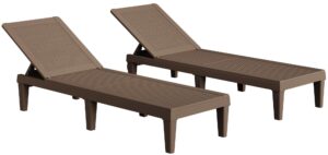 greesum outdoor chaise lounge chairs set of 2 with 5-position adjustable backrest, waterproof pe sun loungers for garden pool beach patio deck sunbathing, dark brown