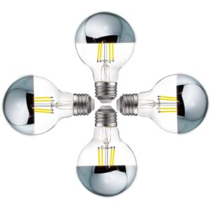 xofoqyq g25/g80 e26 6w dimmable half silver chrome globe light bulbs 60 watt equivalent, light bulbs 60 watt soft white 2700k, bathroom vanity mirror round led edison decorative light bulbs 4 pcs