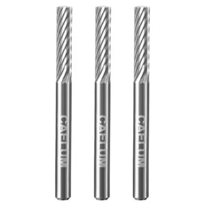 caelum cylinder tungsten carbide cutter, high-performance rotary carving bit, metal grinding carving tool drill bits, 1/8 in shank diameter for die grinder kits, silver, 3 pcs