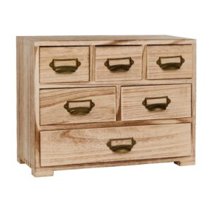 pickei wood desk drawer organizer: home storage cabinet 6 drawers mini chest with lable holder handles